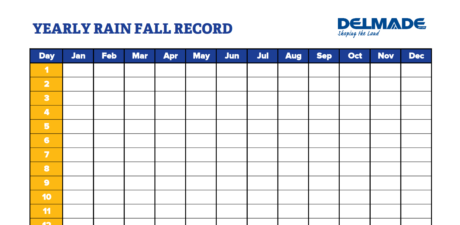 Free Printable Rain Chart 2021